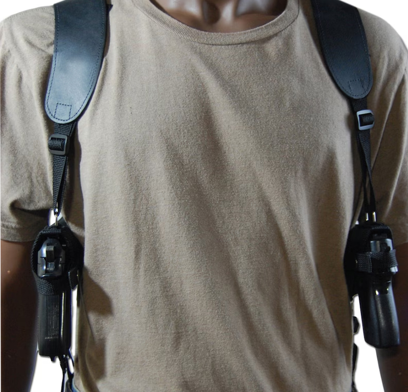 Black Nylon Dual Pistol Horizontal Shoulder Holster