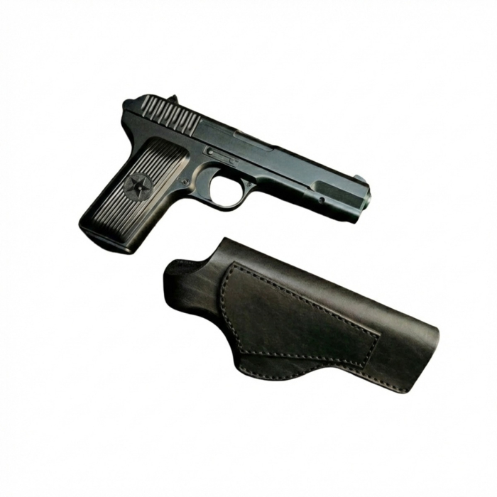 Black Leather Concealed Carry Belt Holster With Clip