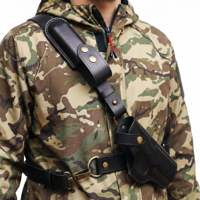 Black Leather Chest Holster for CZ 75B, SP-01, P-07 & Shadow 2